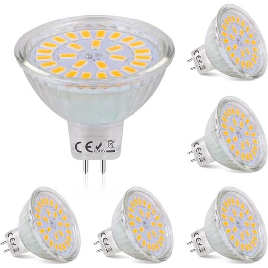 Ampoule Led Spot Gu5.3 Mr16 Blanc Naturel 4000K, 4W Équivalent À Halogène 40W, 450Lm Lampe ...