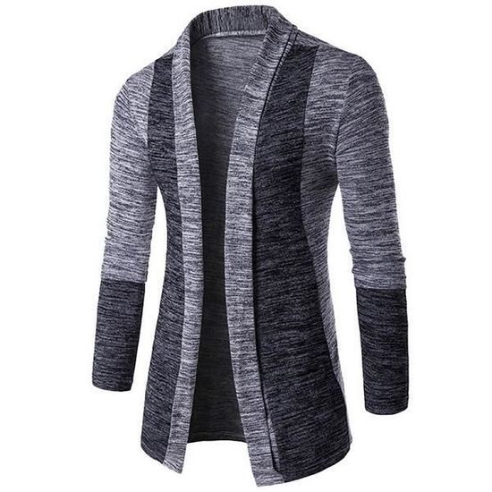 Pull long pour homme,Dihope hommes Patchwork chandail mode motif ...