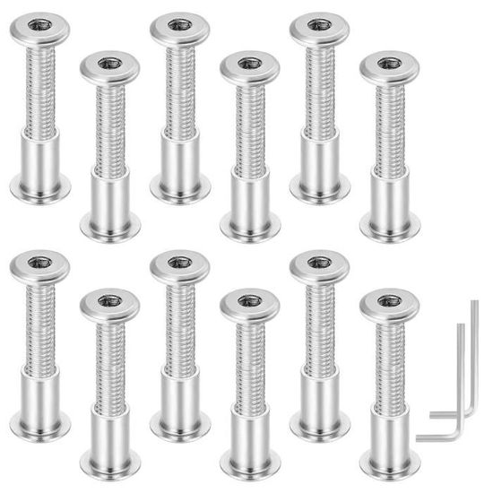 12 Pièces Vis à Tête Creuse M6, Connecteur de Meubles en Acier Inoxydable 304, Avec Clé ...