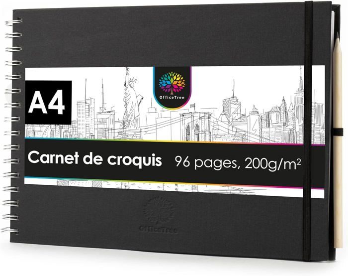 Cahier de Dessin A4-96 Pages 200g Papier Blanc Format Paysage Cahier ...