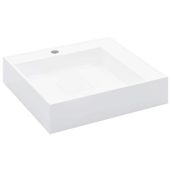 Évier Bassin moderne - Lavabo 50x50x12,3 cm Fonte minérale/marbre Blanc ...