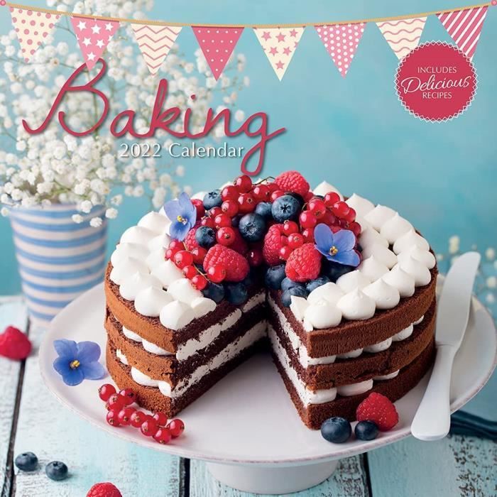 Calendrier mural 2022 carré Cuisson30,5 x 30,5 cmvue mensuelle16 moisthème alimentaireavec 180 ...