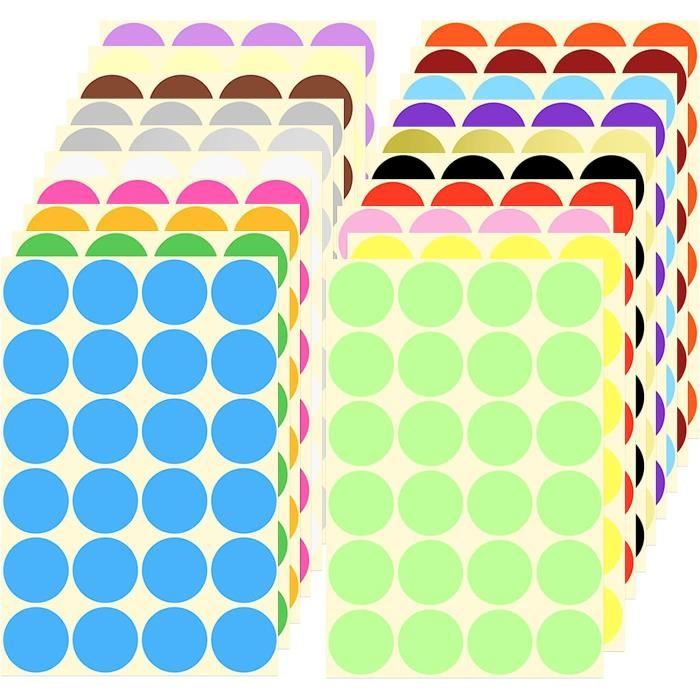 32 Mm Gommettes Autocollantes Rondes, 480 Pièces Pastille Autocollante ...