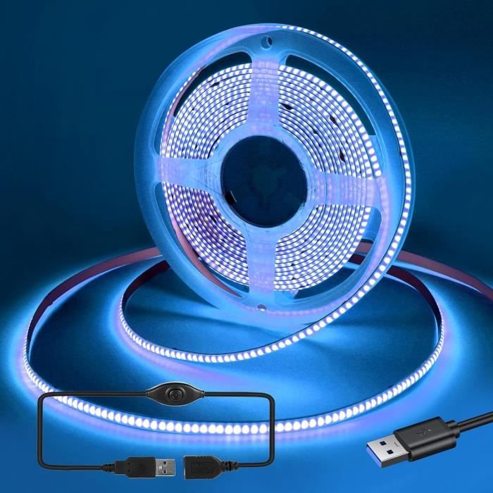 Bande Lumineuse Led Cob Usb 2M 5V Bleu 320Led-M,Ruban Led Flexible Pour Rétroéclairage D ...
