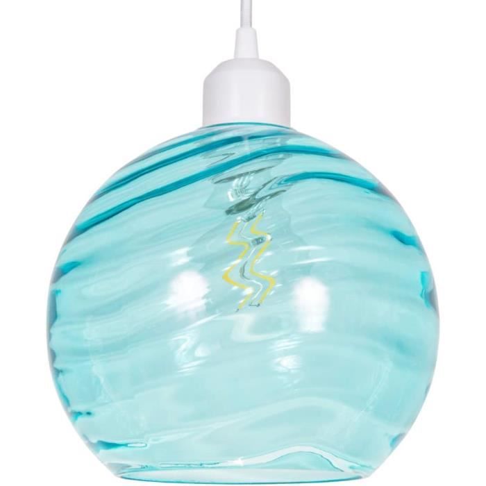 Abat-jour non électrique en verre nervuré circulaire bleu sarcelle de ...