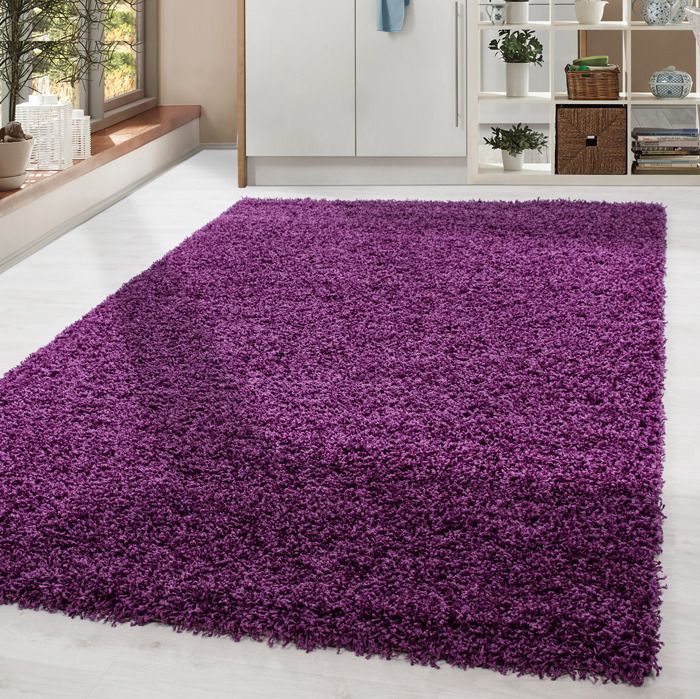 Homebyhome Tapis de Salon Shaggy Uni Tapis Violet 160x230 cm Chambre Tapis Poil Long Moelleux et ...