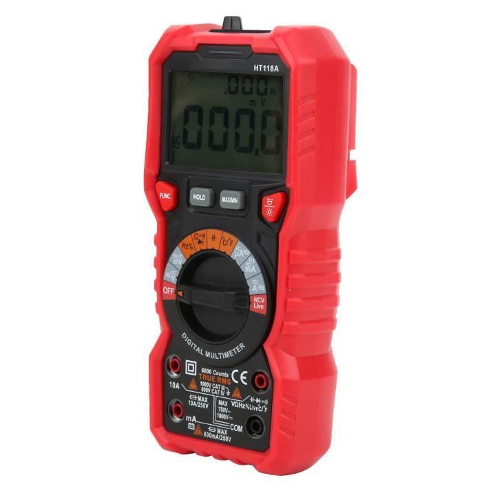 Multimètre - HT118A - Numérique - 6000 Points - Affichage Rétroéclairé ...
