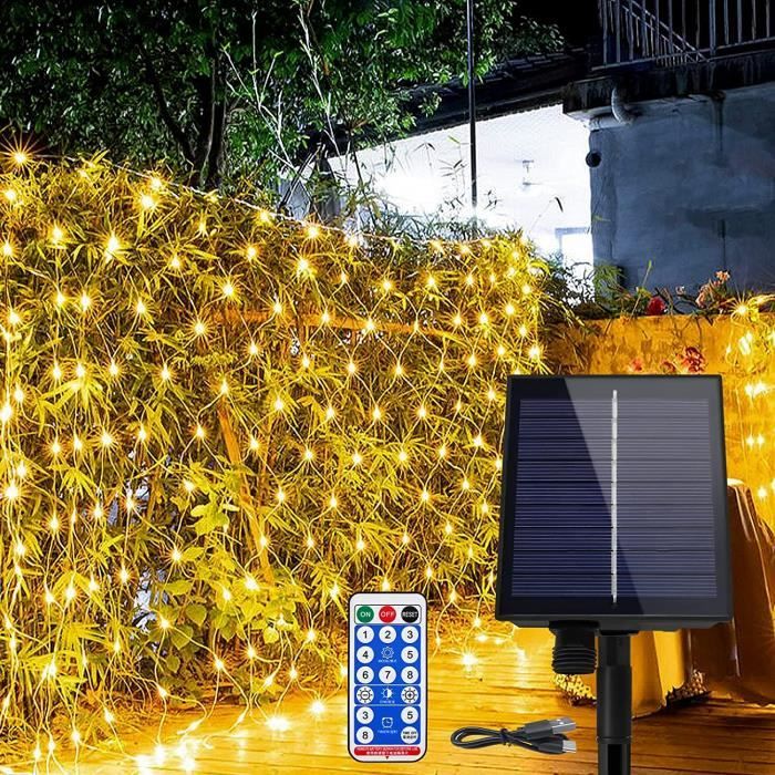 Filet Lumineux Solaire LED - AUFUN - 6x4m - 8 Modes - Étanche IP67 ...