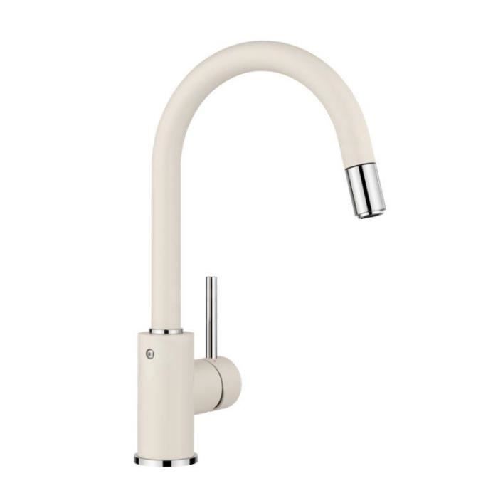 Robinetterie d'évier - BLANCO - MIDA S - Bec extractible - Blanc doux ...