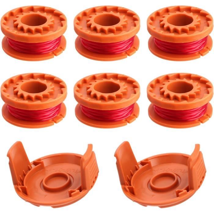 Lot de 6 Bobines de Fil de 3m, Fil Coupe Bordure Compatible avec Coupe Bordure Worx avec 2 ...