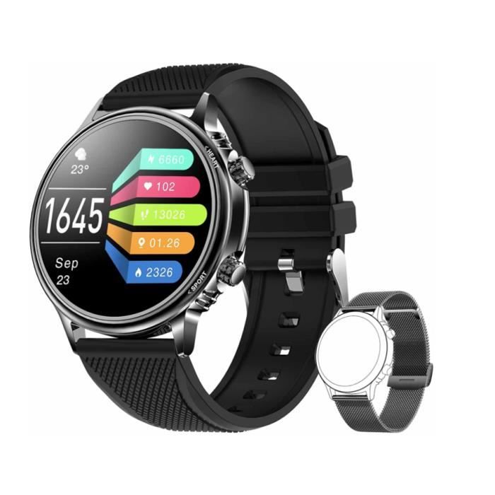 Montre connectée Chronus, écran tactile couleur 1,3" IP68 étanche avec moniteur (noir ...