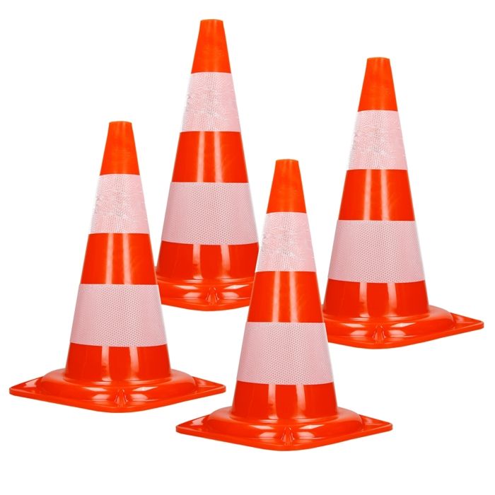 ECD Germany 4x Cônes Signalisation Pylône 47cm PVC solide Orange/Blanc ...