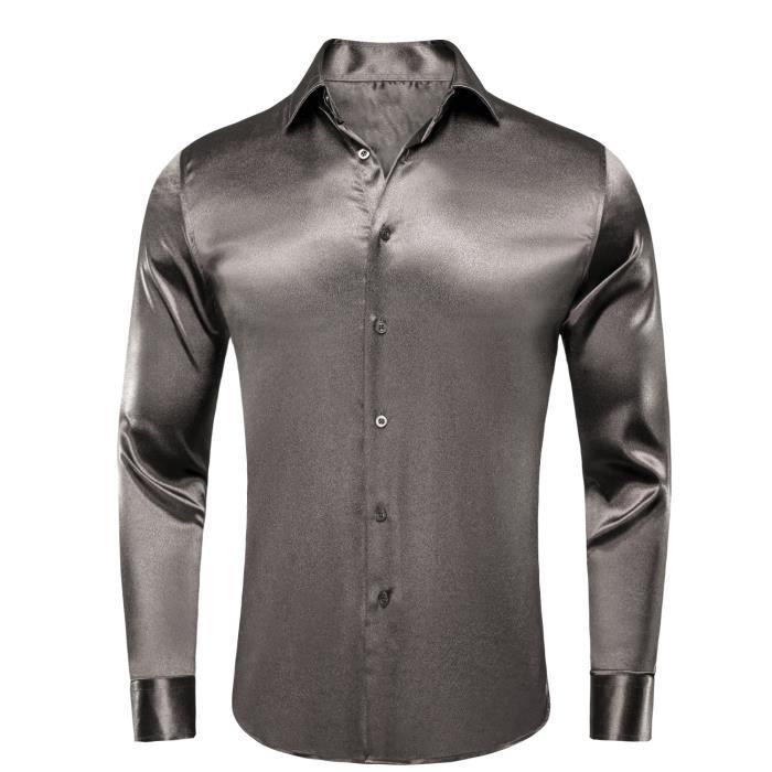 Chemise-chemisette,Hi-aught-Surchemise en satin uni à manches longues ...