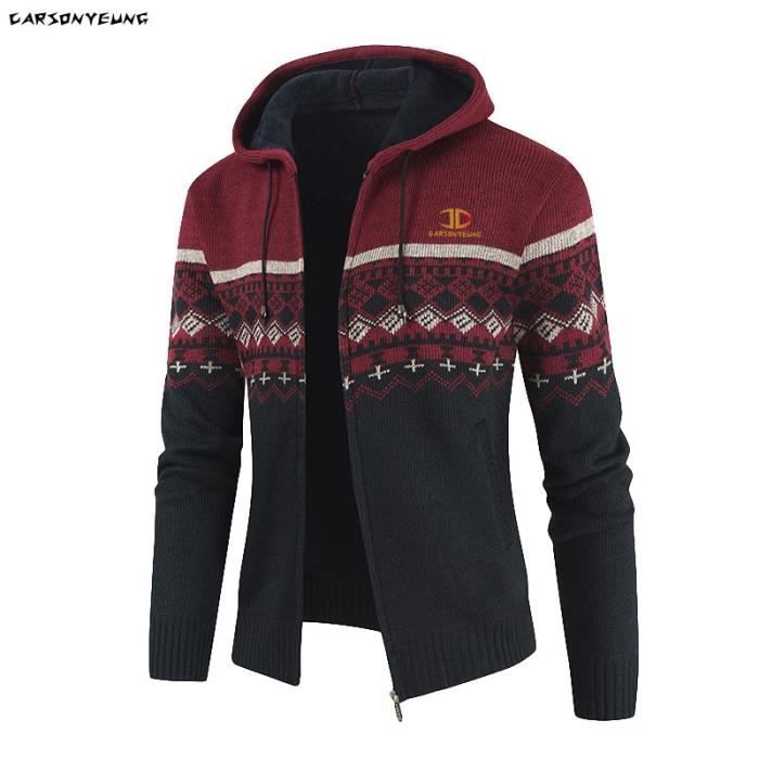 Gilet-cardigan,Pull à capuche en coton pour homme, pull de marque, mode ...