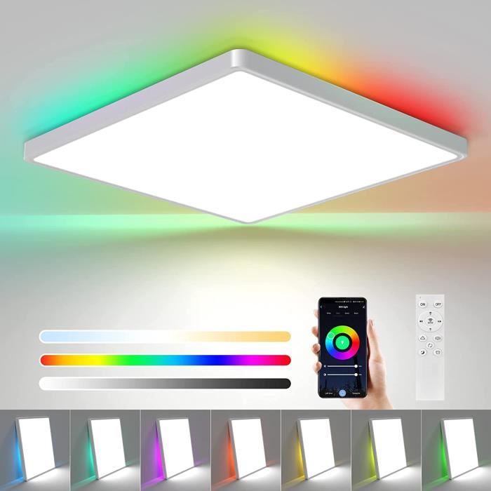 OTREN Plafonnier LED Dimmable 36W, Lnaire Lampe avec RGB Rétroéclairage ...