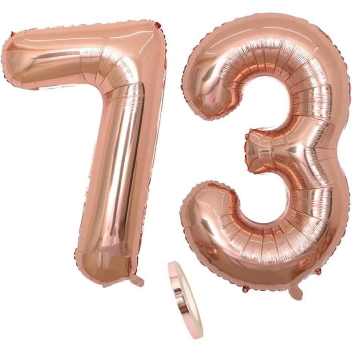2 Ballons Numéro 73, Ballon 73 Ans Anniversaire Or Rose Femme Homme ,40 ...