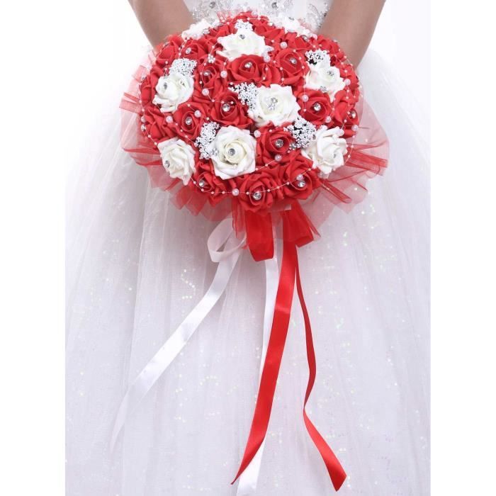 Fleur Bouquet de Mariage pour Mariee Boule de Rose Feur Artificielle ...