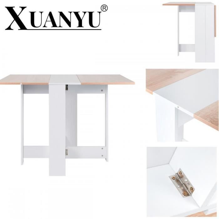 Table Console Pliable XUANYU - Blanc et chêne - 103*76*73.4cm ...
