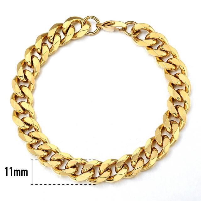 Bracelet homme,Gold 11mm KB486-8inch(20cm)--Bracelet gourmette en acier ...