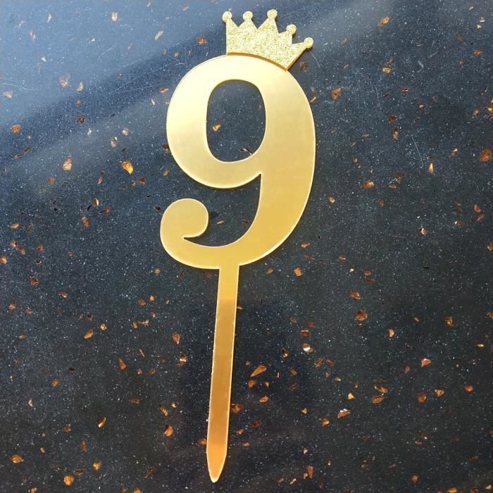 FIGURINE DECOR DE GATEAU,Gold 9--Décoration de gâteau numérique avec ...