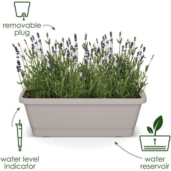 Noa Balconnière M - Jardiniere Balcon Avec Système D'Irrigation - Plastique 100% Recyclé - 52 X ...