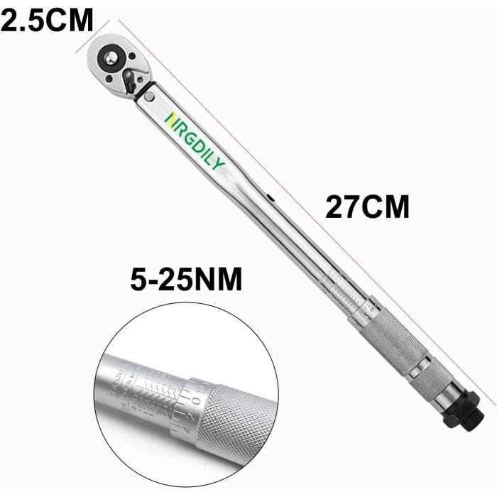 Clé Dynamométrique 1-4" 5-25Nm Clé À Cliquet De Torsion Précision ±4% ...