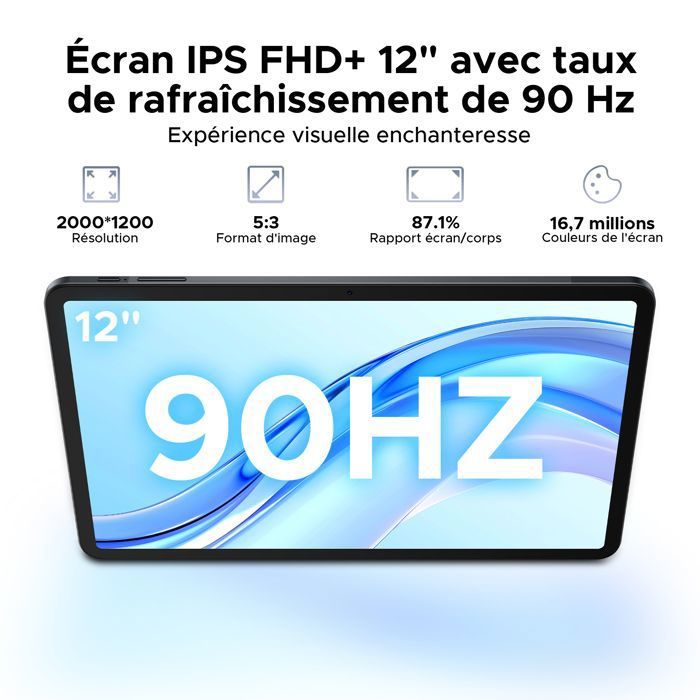 Tablette Tactile 12 Pouces 2K FHD+ DOOGEE Tab E3+, Android 16, Tablette ...