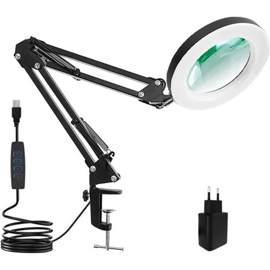 Lampe Loupe LED 5X, 16 W Loupe Eclairante avec Pince et Adaptateur 3 Couleur Loupe Lumineuse sur ...