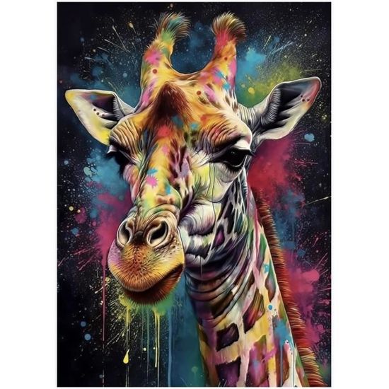 Picture on canvas Colorful Graffiti Animal giraffe Portrait wall art ...