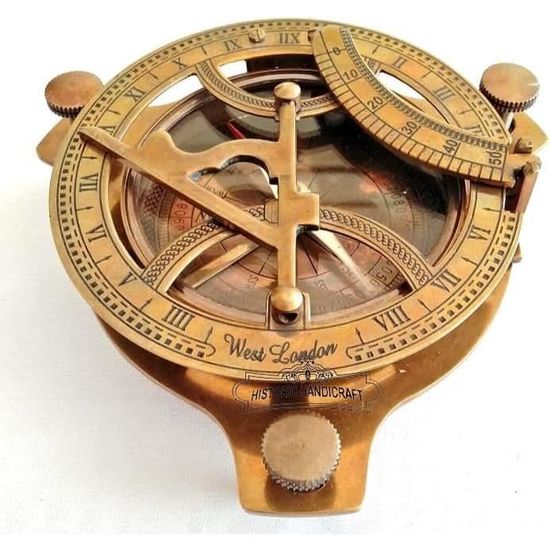 Boussole à Cadran Solaire en Laiton Massif d'Intérieur - Historic ...