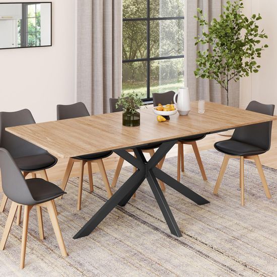 IDMARKET Table à manger extensible rectangle ALIX 6-10 personnes bois ...