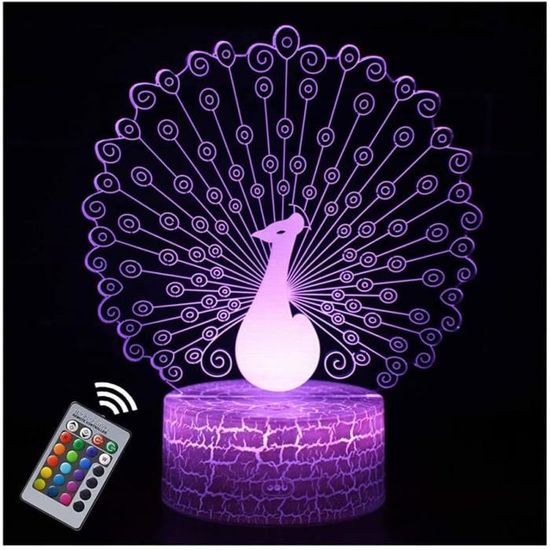 Veilleuse Illusion 3D Animaux|Lampe De Bureau Changeante 16 Couleurs ...