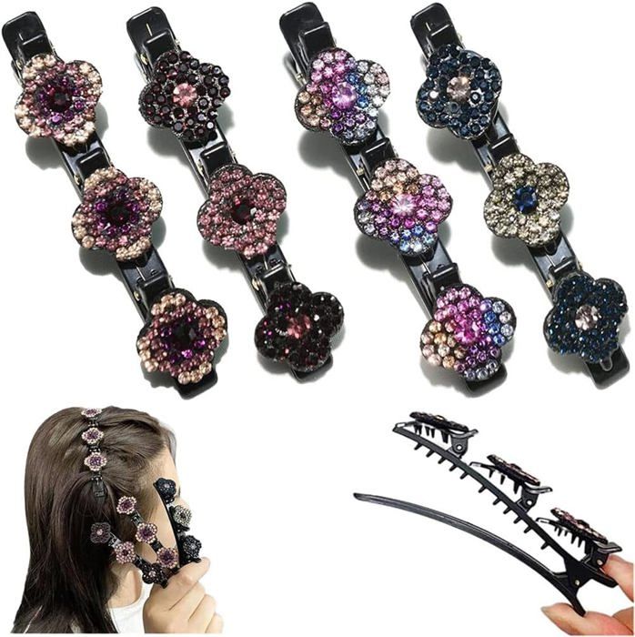 Sparkling Crystal Stone Braided Hair Clips, Pinces À Cheveux En Cristal ...