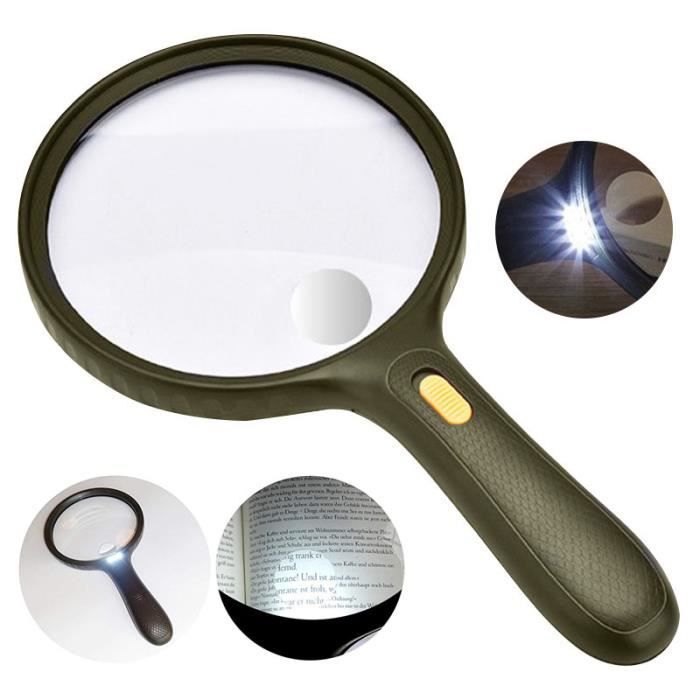 Grande Loupe de Lecture LED de 130 mm, Lentille Grossissante Fois 2 et 5, Aide à La Lecture pour ...