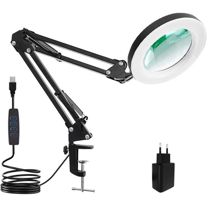 Lampe Loupe LED 5X, 16 W Loupe Eclairante avec Pince et Adaptateur 3 Couleur Loupe Lumineuse sur ...