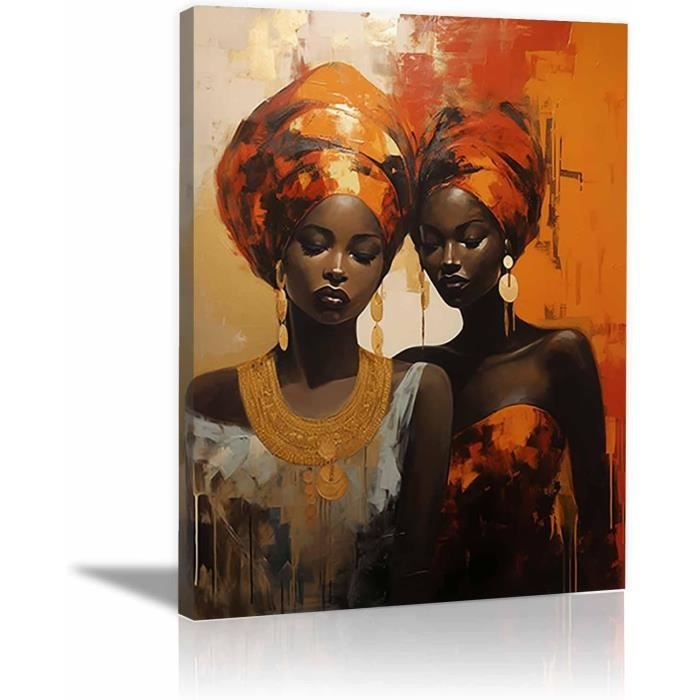 Sœurs Africaines Brunes Et Dorées Tableau Toile Decoration Murale Toile ...