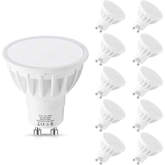 5.5W Ampoule GU10 LED, Blanc Froid 6000K, Équivalent à 50W Ampoule Halogène, 500LM, Non Dimmable ...