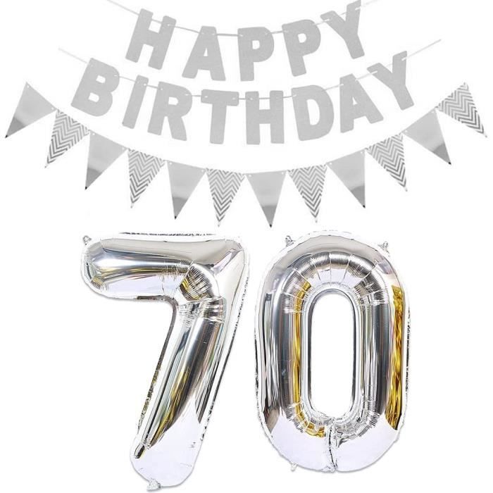 Lot De 2 Ballons Gonflables En Forme De Chiffre 70 - Argenté ...