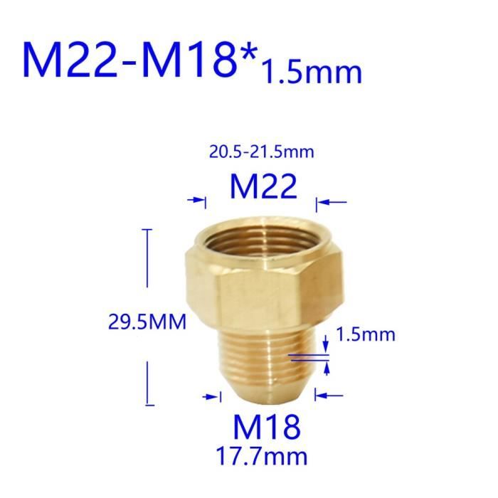 Connecteur de filetage - Laiton - M14 M18 M22 - 3/8" 1/2" - Cylindrique ...