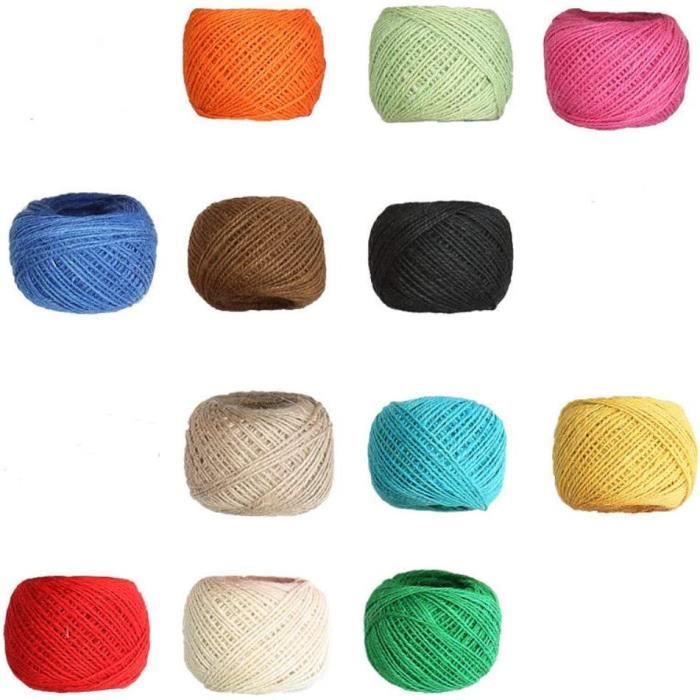 12 Rouleaux Ficelle de Jute Naturel Coloré , Ficelles de Jardinage,Jute ...