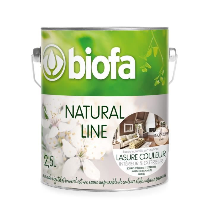 BIOFA Lasure naturelle intérieure et extérieure - 2,5 L - Incolore - Cdiscount Bricolage