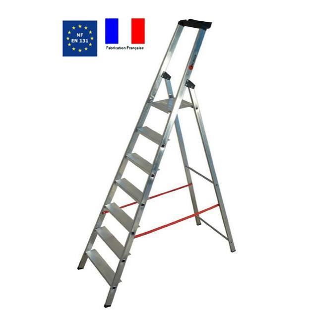 Escabeau aluminium 7 marches - ESCALUX - ESCANORM - Haut. travail 3,47 ...