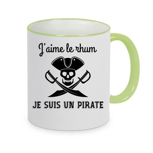 Mug - Céramique - Vert clair LMK J AIME LE RHUM JE SUIS UN PIRATE ...