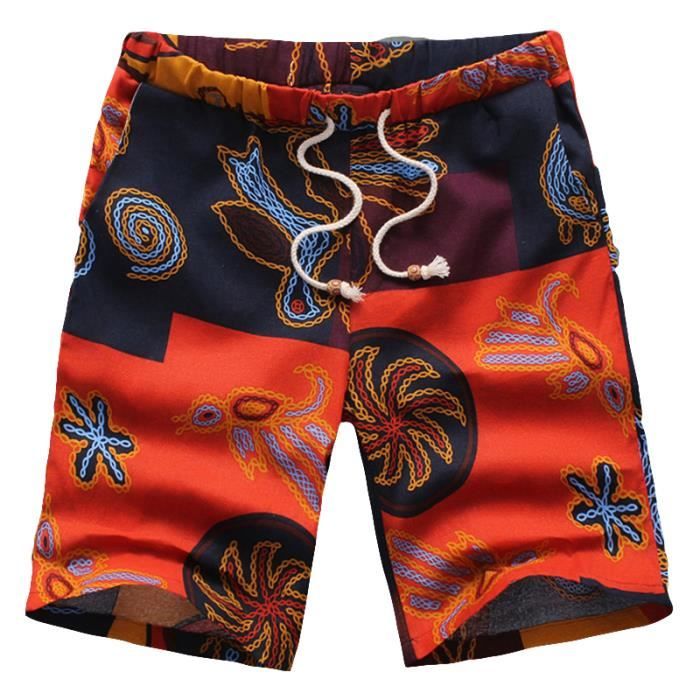 Short Homme en Lin - Orange - Regular - Homme - 60% Lin + 25% Coton ...