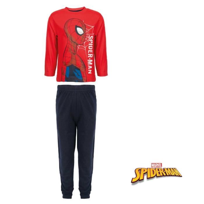Ensemble Pyjama Spiderman Enfant Garçon 100 Coton Bleu Marine Rouge