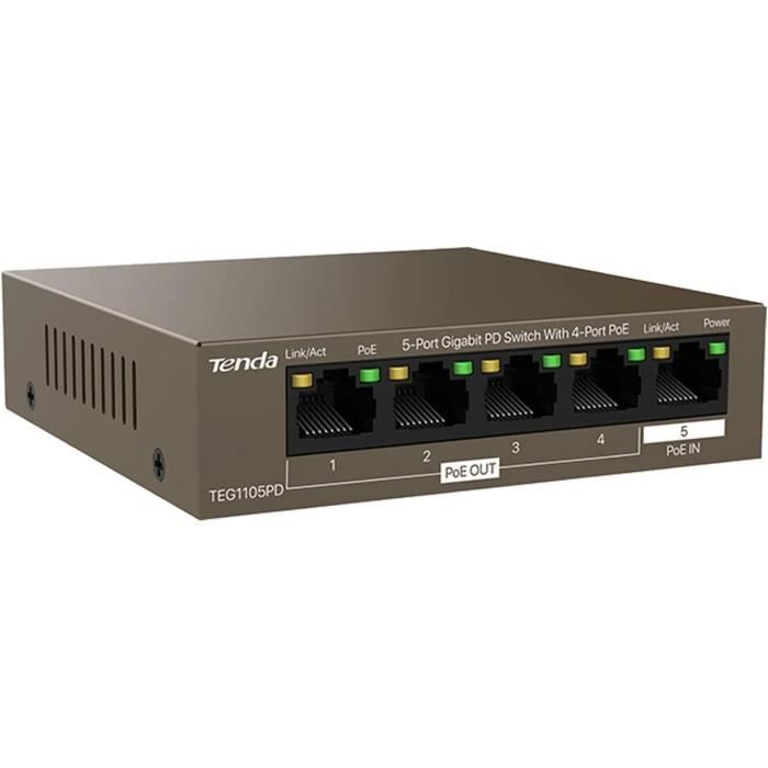 Switch Poe 5 Ports Gigabit, Poe Switch 4 Ports Poe Out Et 1 Port Poe In ...