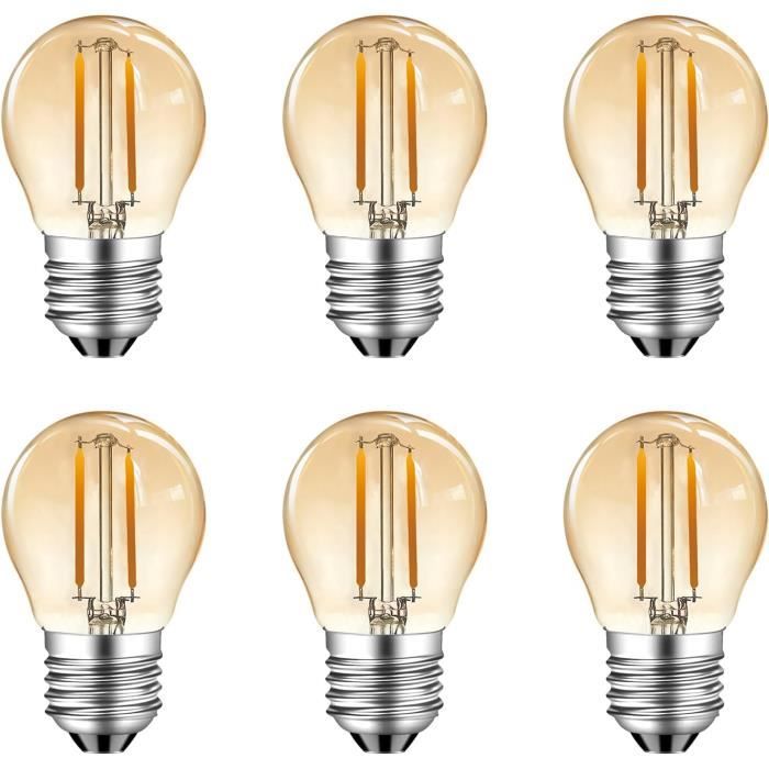 E27 Ampoule À Filament Vintage,Ampoule Led 2W E27,Ampoule Blanc Chaud 2W G45 2700K,Remplace ...