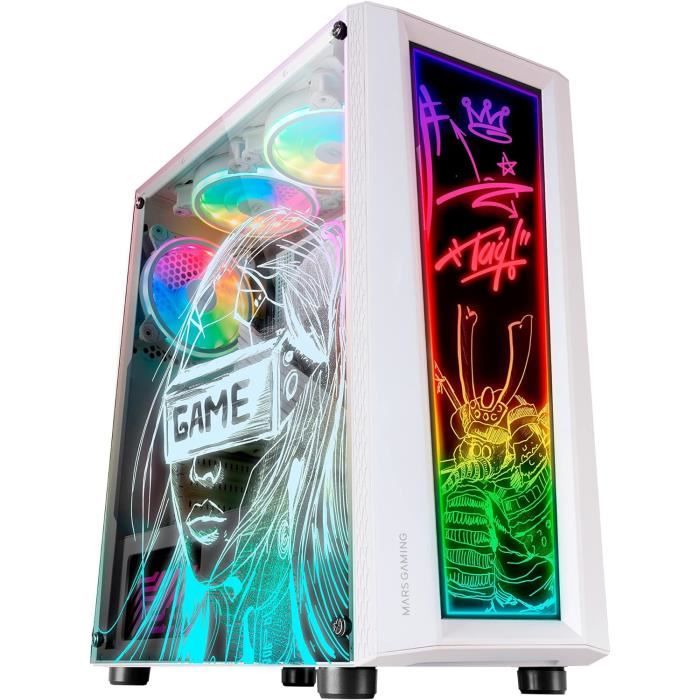 Marsgaming Mc-Art Blanc, Boîtier Pc Gaming Atx, Double Vitrage Trempé ...