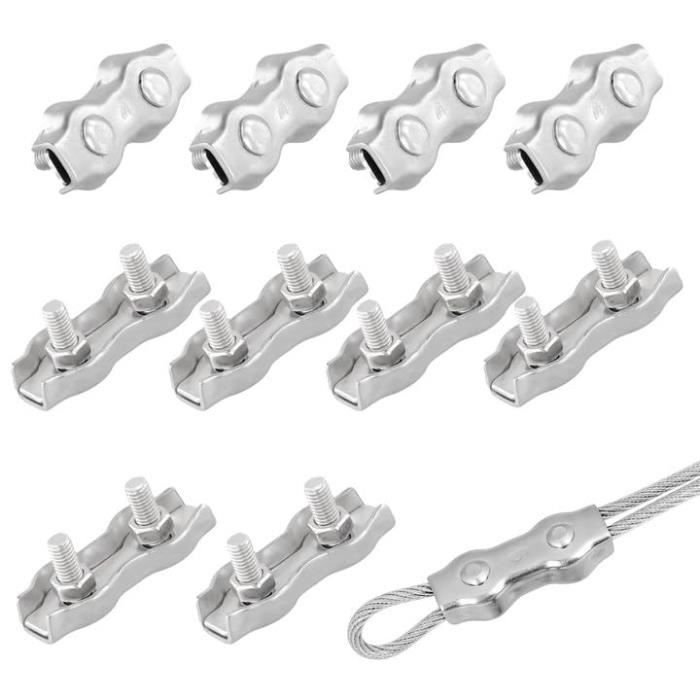 M4 Serre-Câbles Duplex Pinces De Câble Métallique, 10Pcs Serre Câble En ...