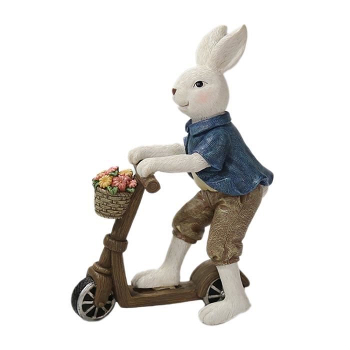 Lapin de Pâques Scooter Figurine Ornement Lapin Couple RéSine Artisanat ...